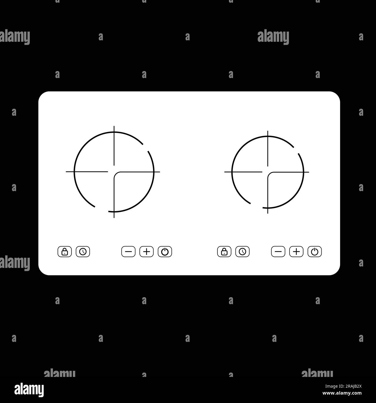 Induction cooktop flat silhouette vector on black background ...