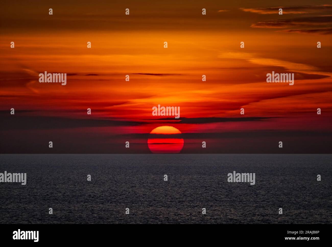A photograph of a deep orange sunset off the coast of Broadstairs in ...