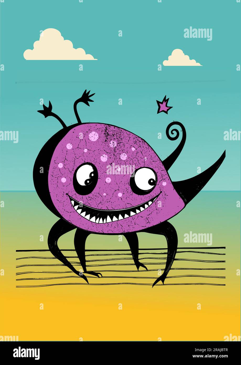 Seaside Enchantment: Meet the Mauve Mirthful Sea Monster, a whimsical ...