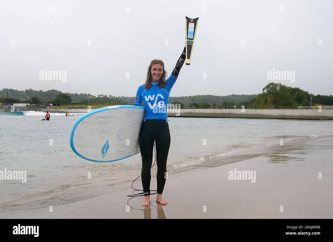 Welsh surfing champion and Wave Surf Coach, Emily Williams, poses for a ...