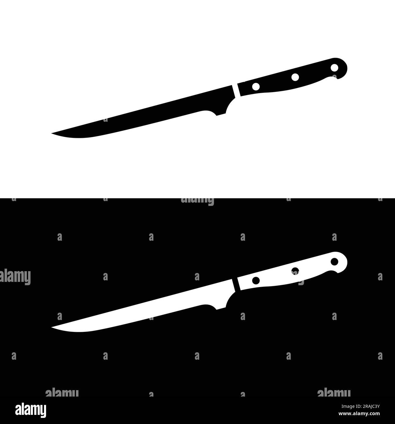 Boning knife flat silhouette vector. Black and white kitchen appliance icon. Kitchen tools ...