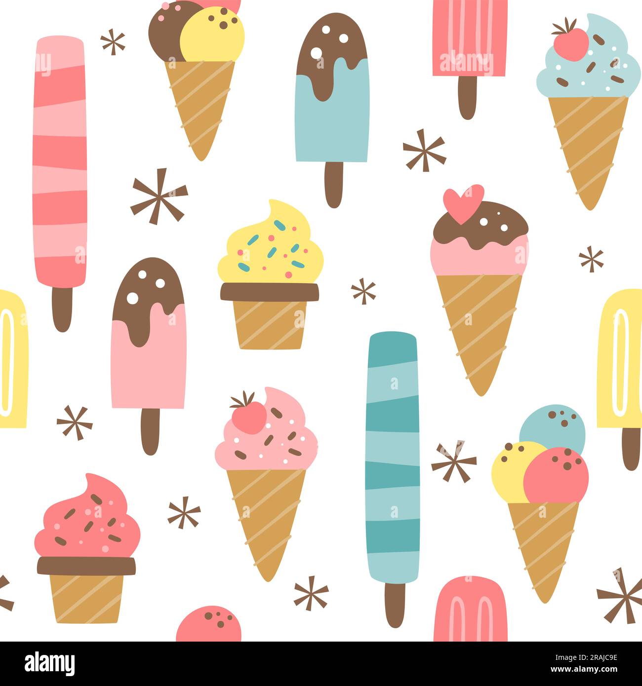 Ice cream, cones and popsicles seamless pattern. Isolated yummy ice ...