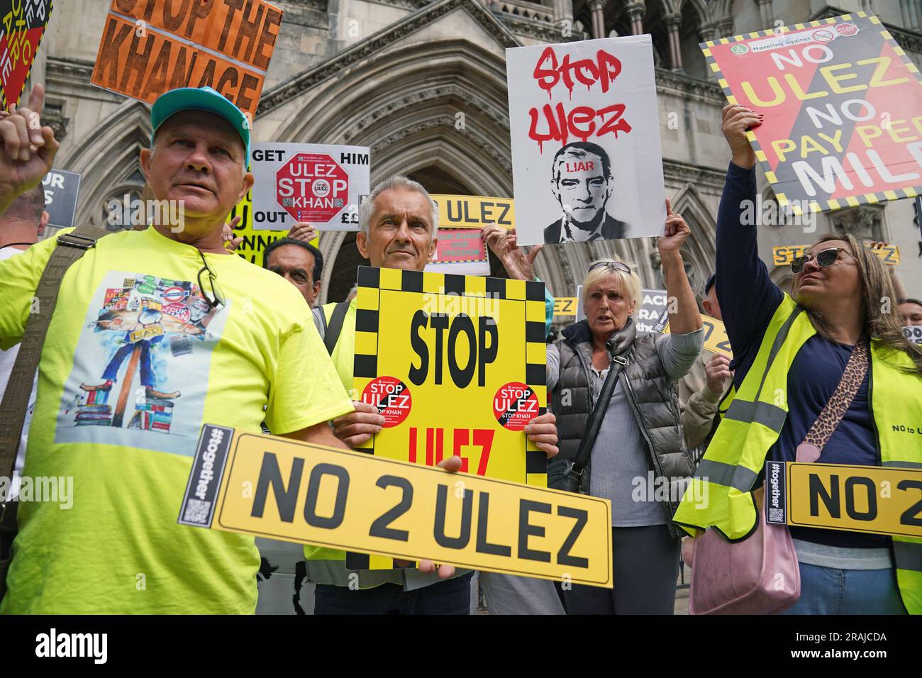 People Demonstrate Outside The High Court Central London Where Five