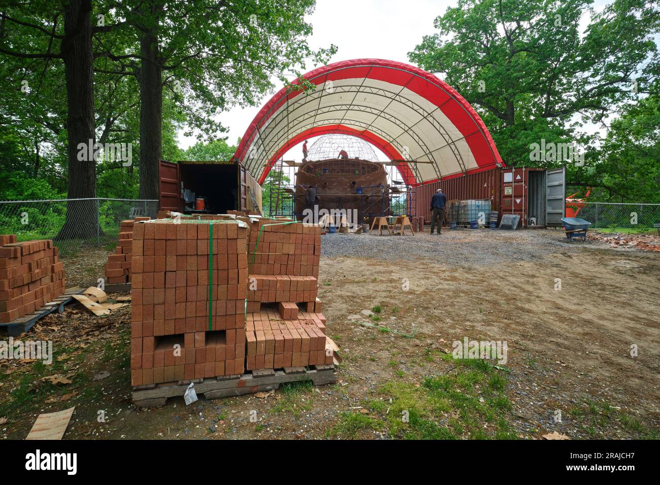A new sculpture installation, made of bricks, in progress. By Martin ...