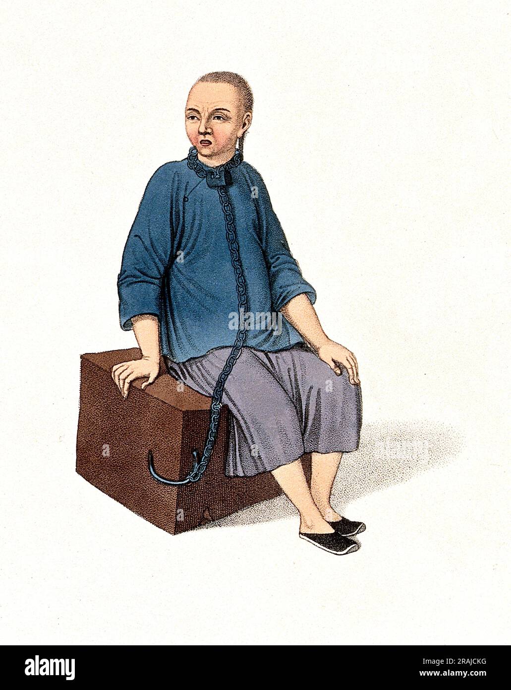 Torture, Punishment, Punishment, A Chinese man sits on a square block ...