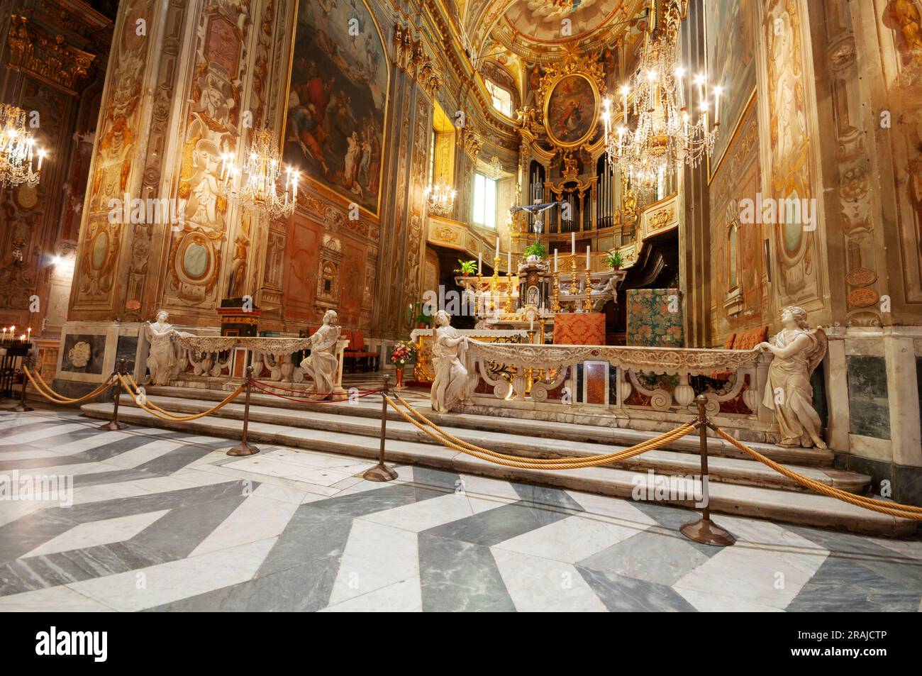 Italy, Liguria, Finalborgo, Basilica di San Biagio Church, Altar Stock ...