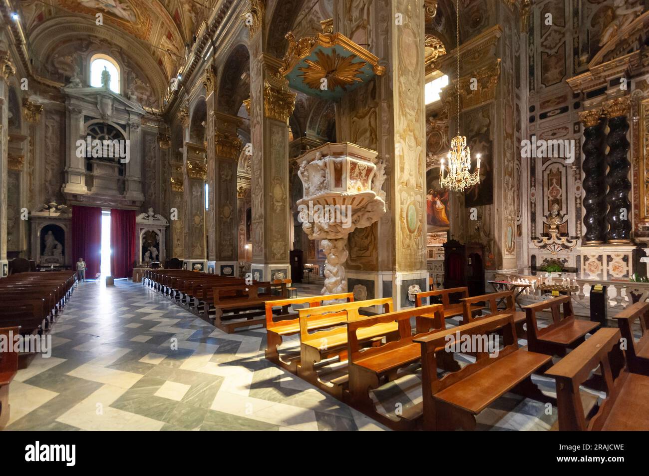 Italy, Liguria, Finalborgo, Basilica di San Biagio Church, Interior ...
