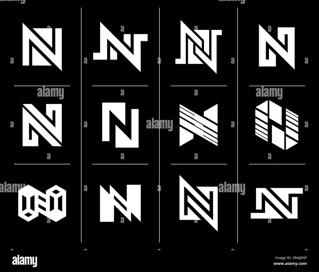 Modern line monogram letter N logo design set. Digital technology initial N logo Stock Vector ...