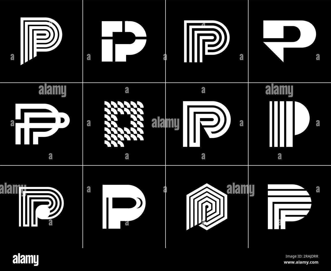 Collection of abstract business letter P logo design. Modern line ...