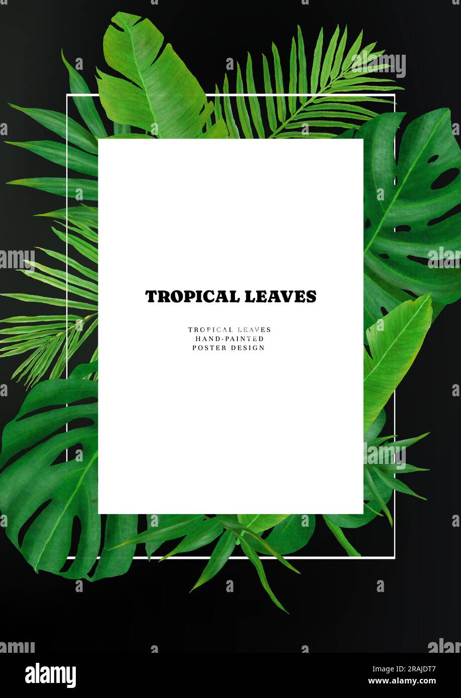 Tropical leaves botanical luxury frame vertical poster vector Stock ...