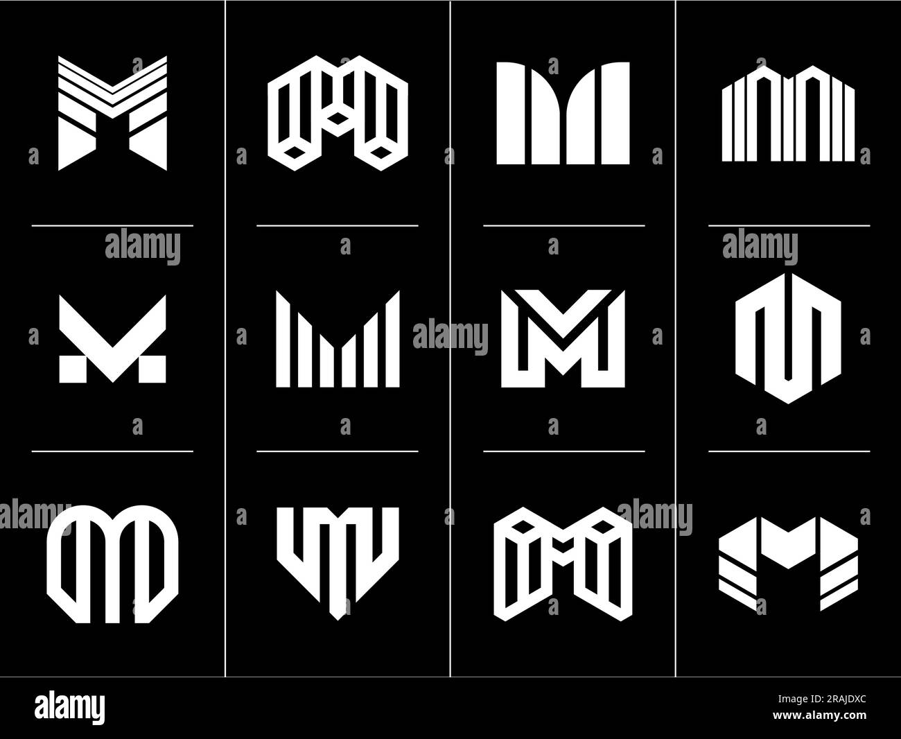 Set of abstract line letter M logo design. Modern initial M logo vector ...