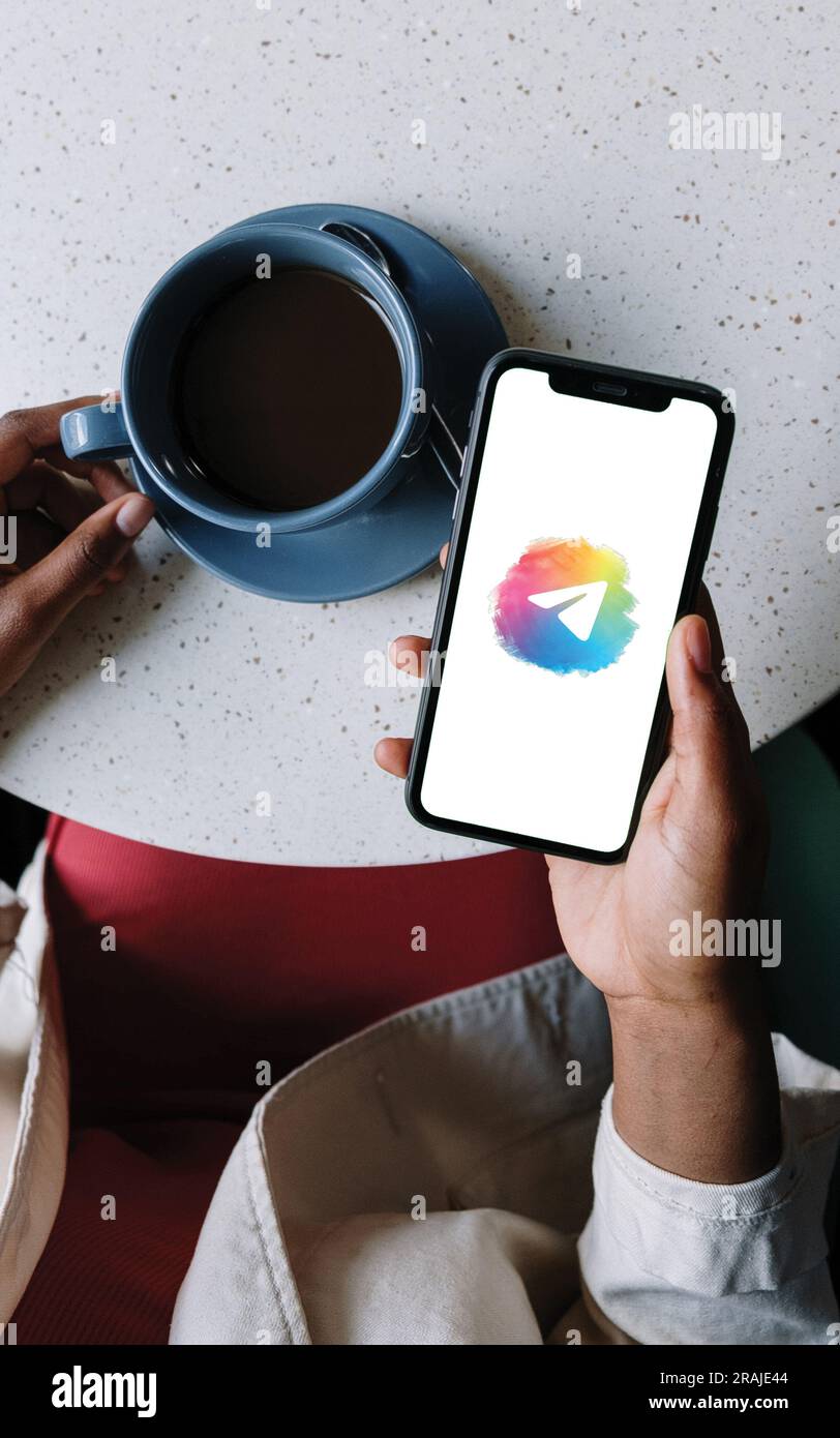 In this photo illustration, Telegram logo seen displayed on the screen ...