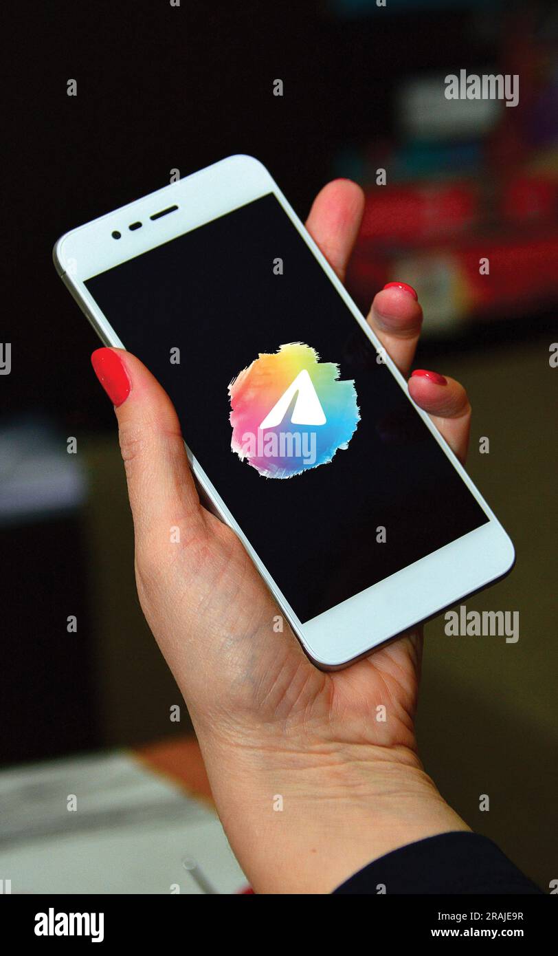 In this photo illustration, Telegram logo seen displayed on the screen ...