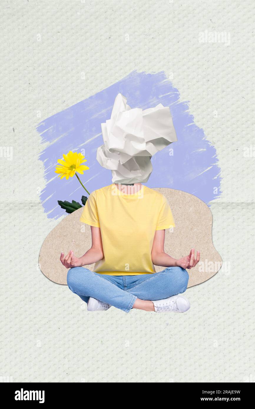 Composite photo picture collage of headless surreal crumpled paper ...