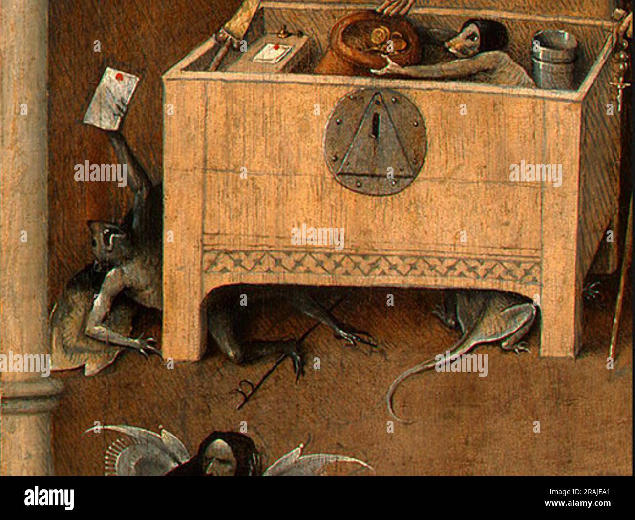 Death and the Miser (detail) 1490 by Hieronymus Bosch Stock Photo - Alamy