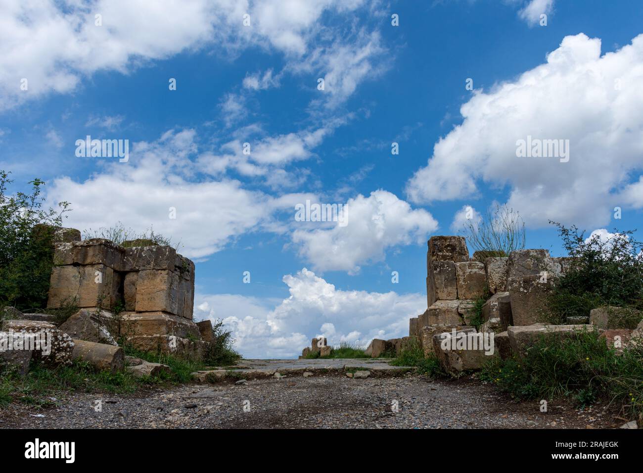 Roman ruins in the ancient town of Cuicul in Djemila, Setif, Algeria ...