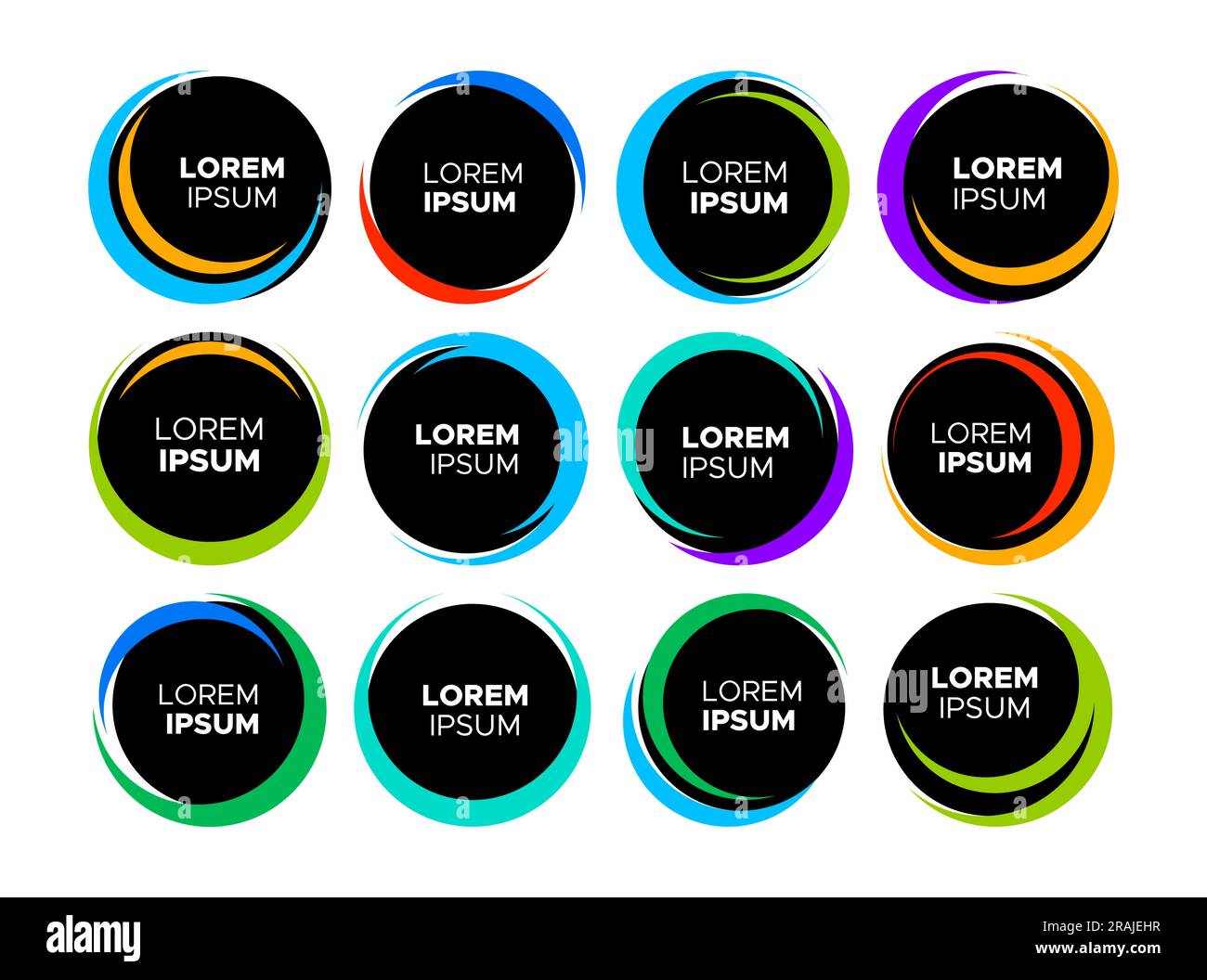 Colorful line circle border design logo. Modern swoosh abstract circle ...