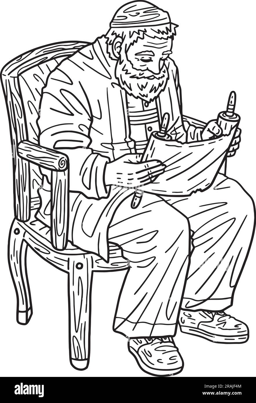 Hanukkah Man Reading the Torah Isolated Adults Stock Vector Image & Art ...