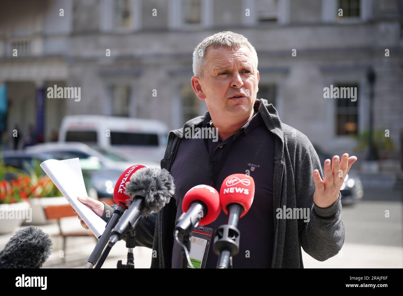 People Before Profit TD Richard Boyd Barrett speaking to the media at ...