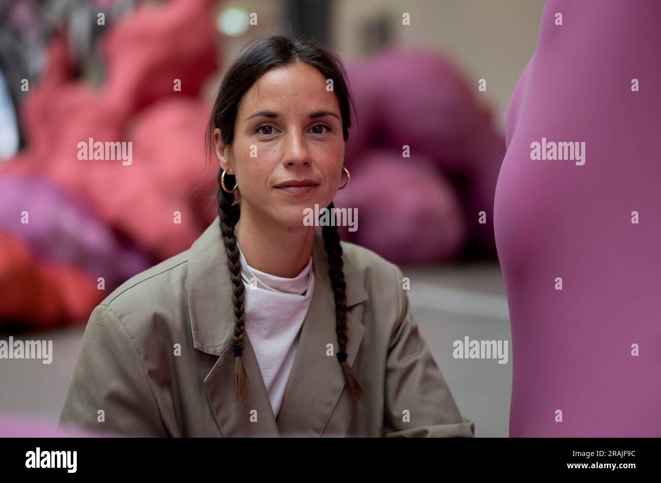 Spanish artist Eva Fabregas poses for media inside the installation of ...