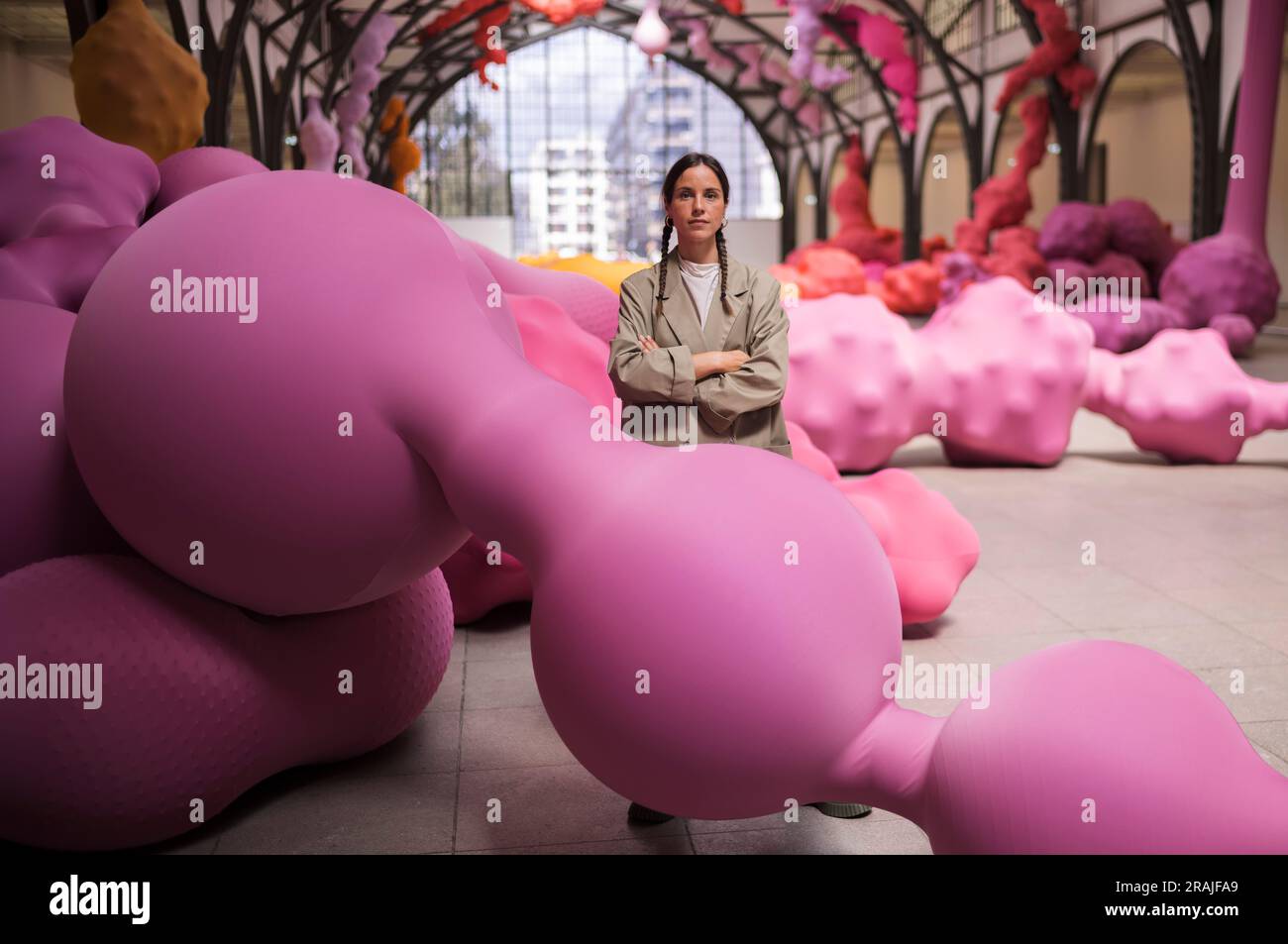 Spanish artist Eva Fabregas poses for media inside the installation of ...