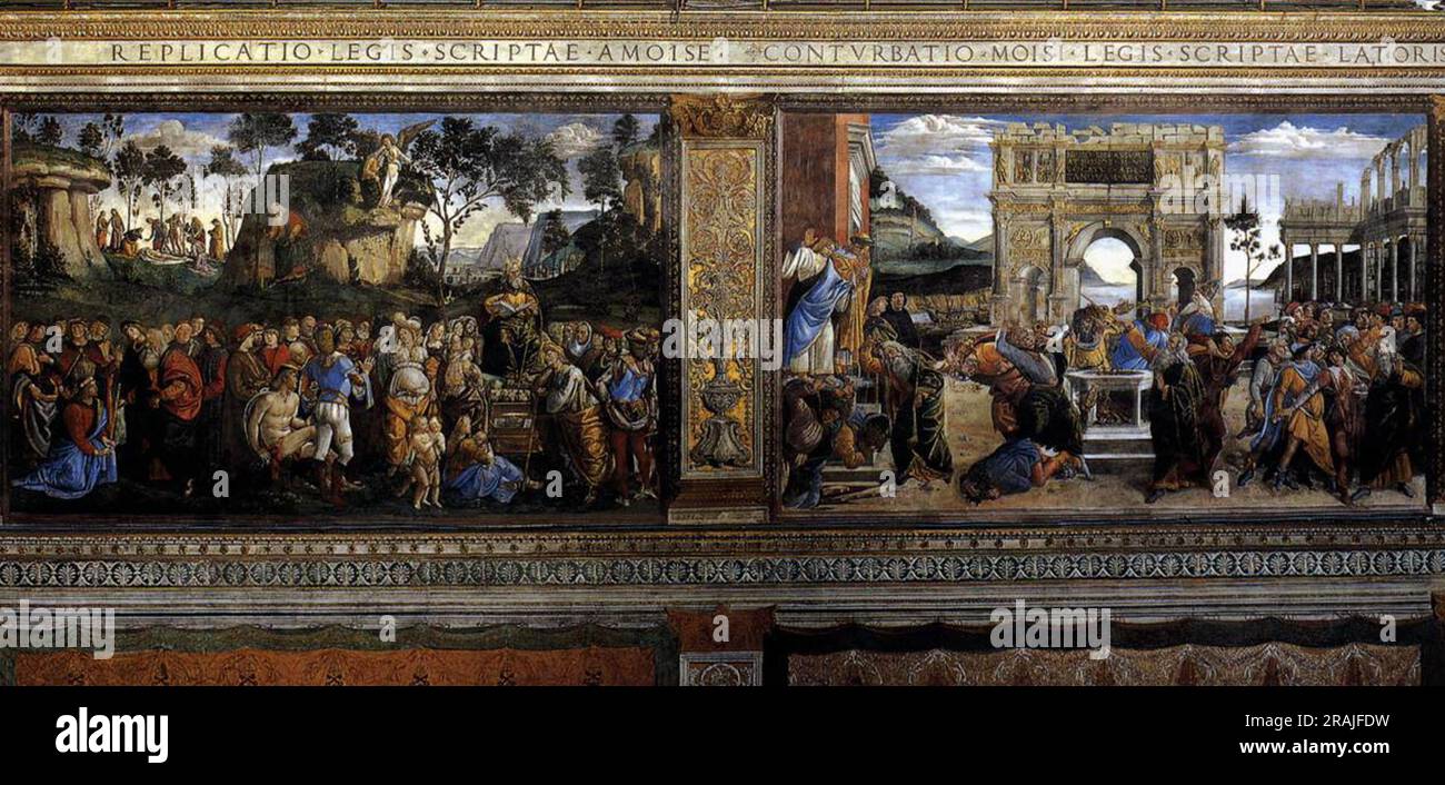 Scene from the Life of Moses (Scenes on the left) 1482 by Sandro ...