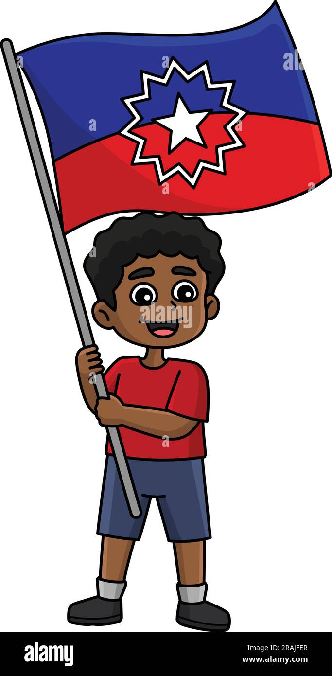 Boy Holding the Juneteenth Flag Cartoon Clipart Stock Vector Image ...