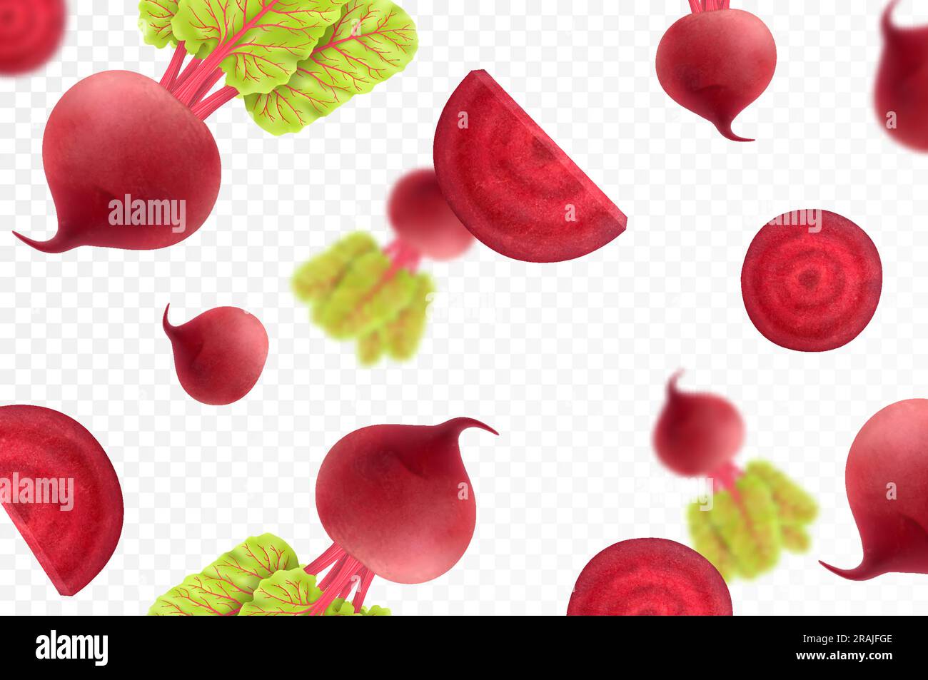 Flying beet. Falling beetroots, whole and slices isolated on ...
