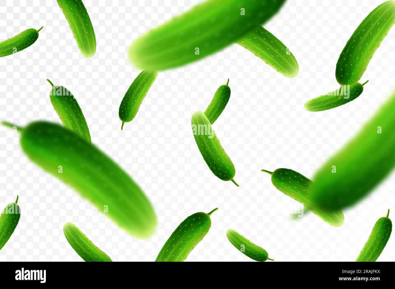 Flying cucumber. Falling cucumbers, whole and slices isolated on ...