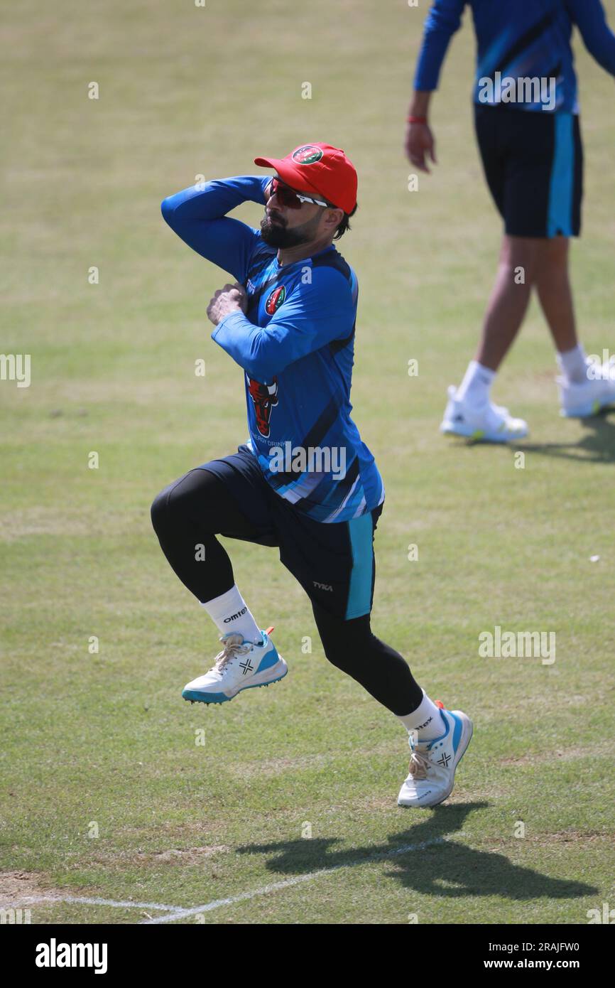 Afghanistan Star cricketer Rashid Khan during the practice session at ...