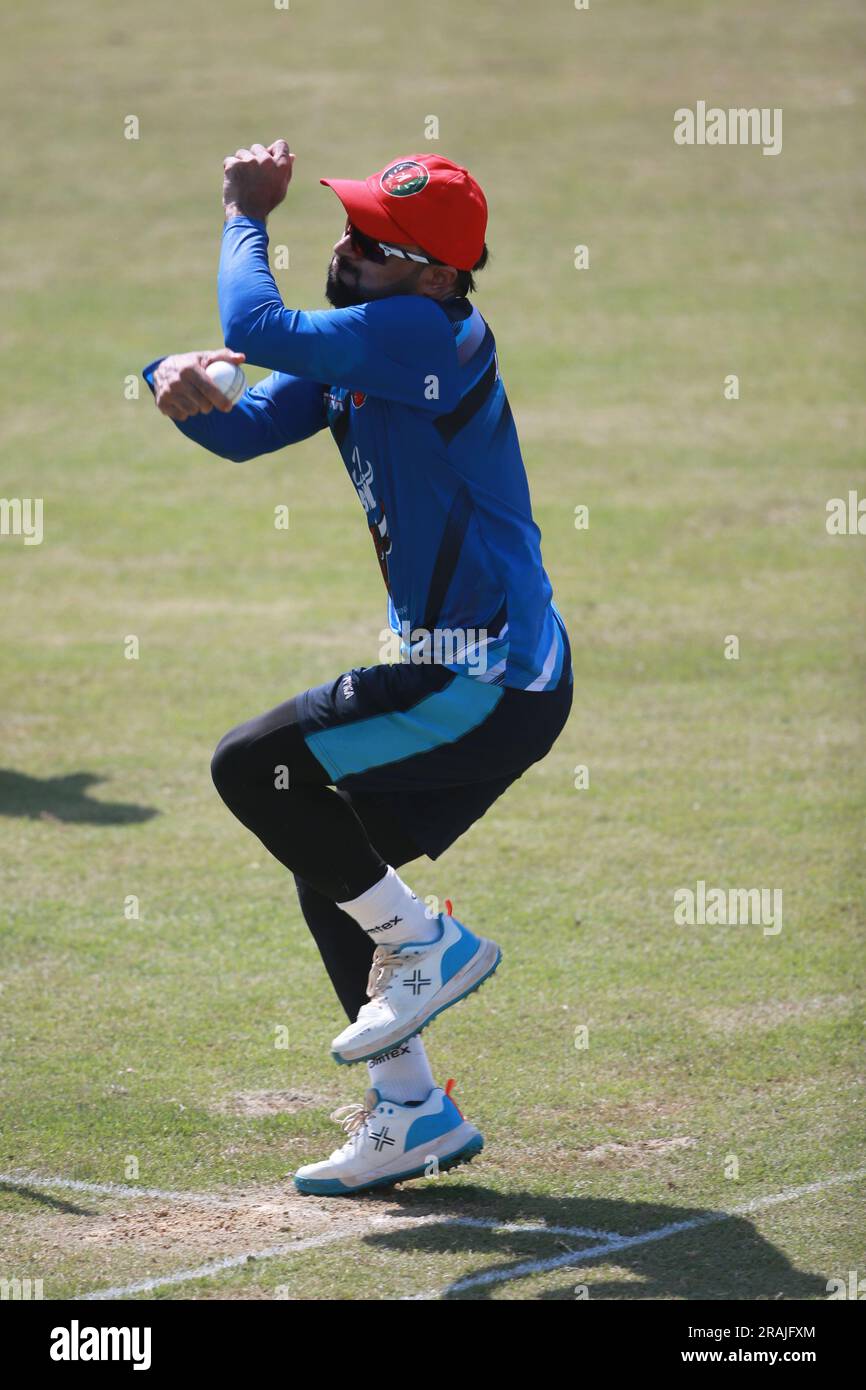 Afghanistan Star cricketer Rashid Khan along meets during the practice ...