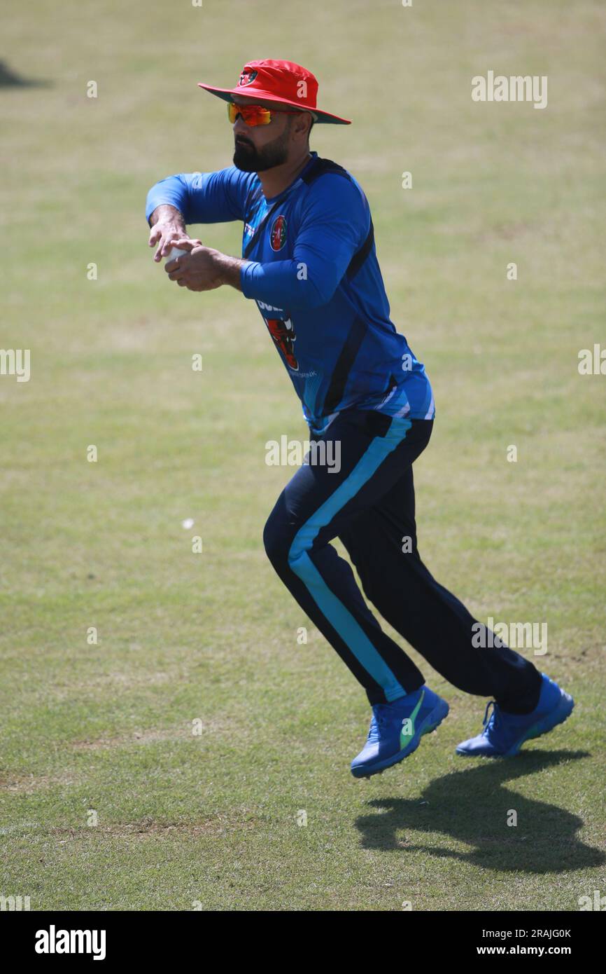 Afghanistan Star cricketer Mohammad Nabi during the practice session at ...