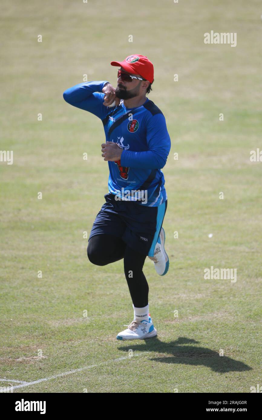 Afghanistan Star cricketer Rashid Khan along meets during the practice ...