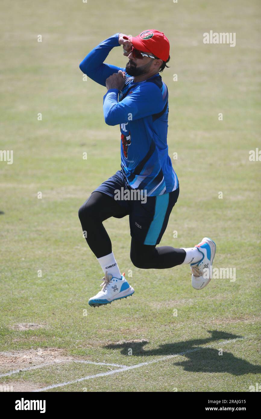 Afghanistan Star cricketer Rashid Khan along meets during the practice ...