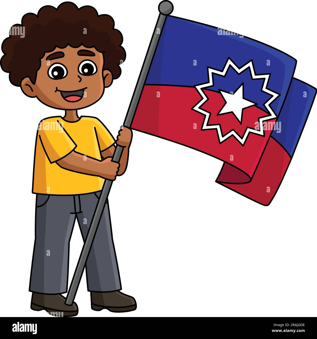 Boy Holding the Juneteenth Flag Cartoon Clipart Stock Vector Image ...
