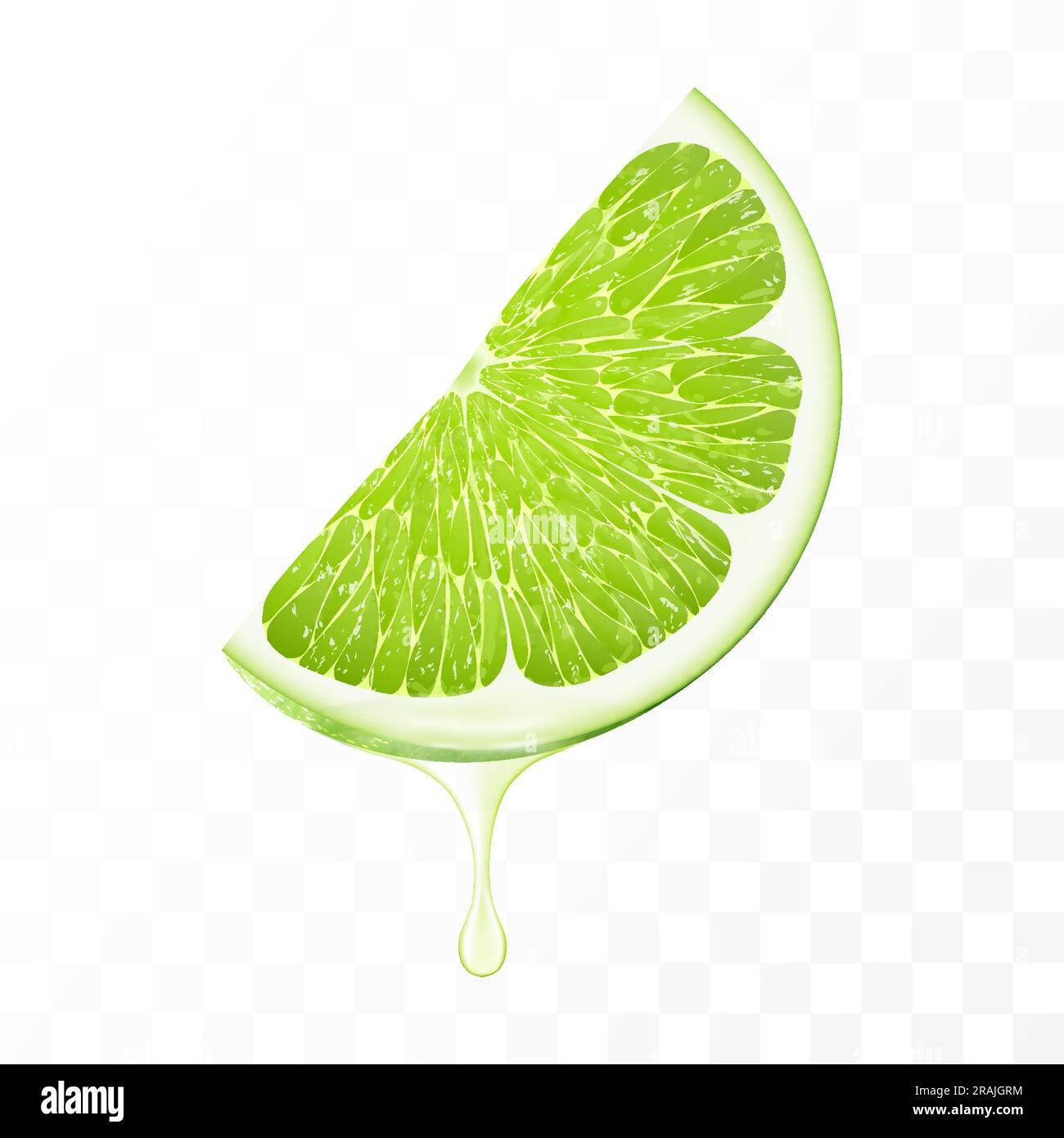 Sliced of green lime with juice dripping isolated on transparent ...