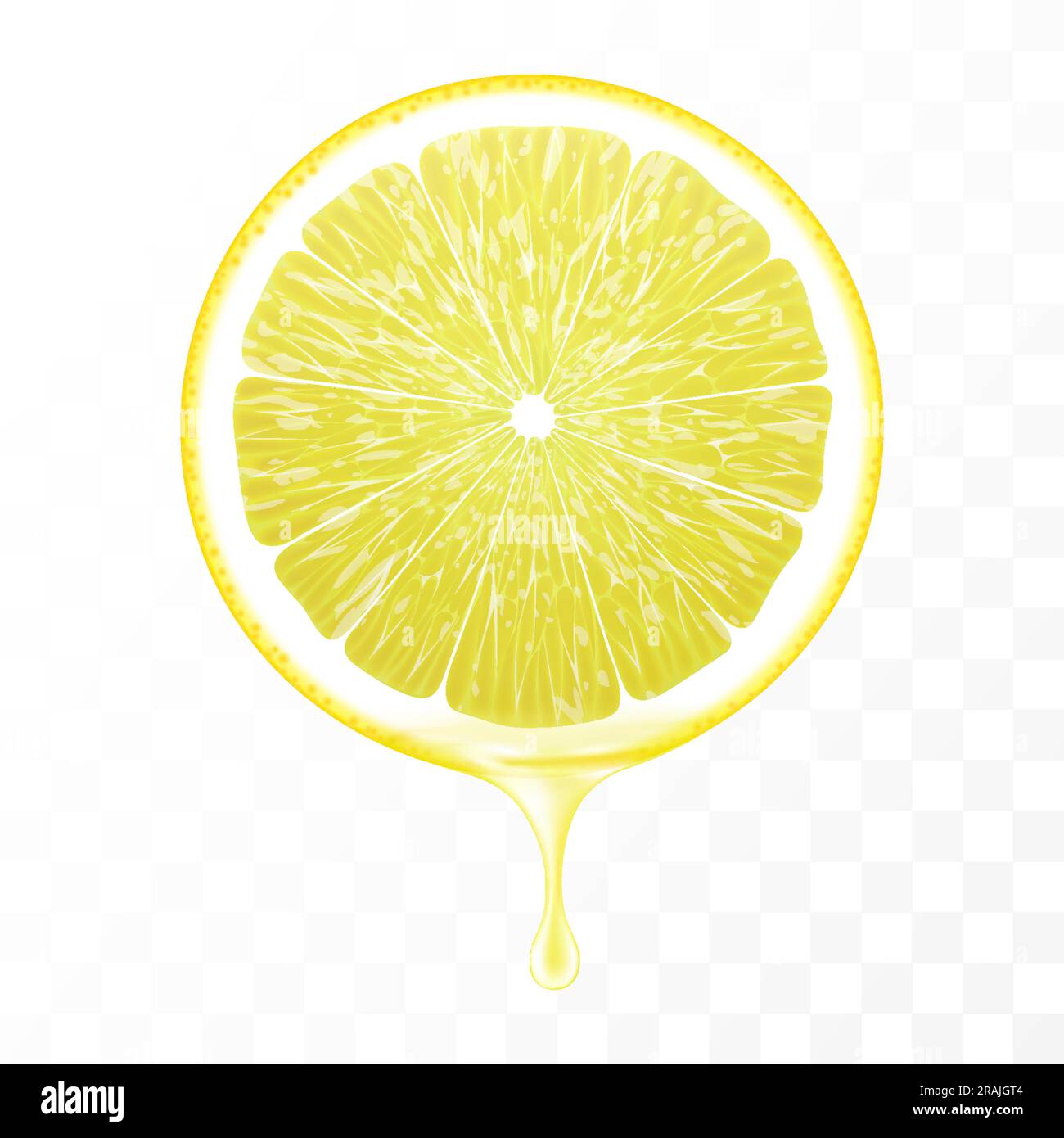Sliced of lemon with juice dripping isolated on transparent background ...