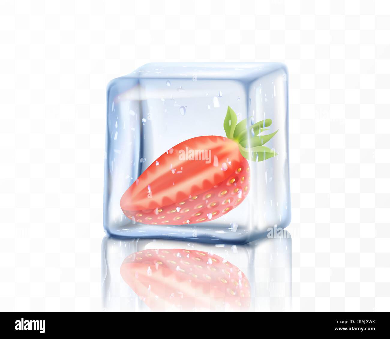 Fresh strawberry frozen in Stock Vector Images - Alamy