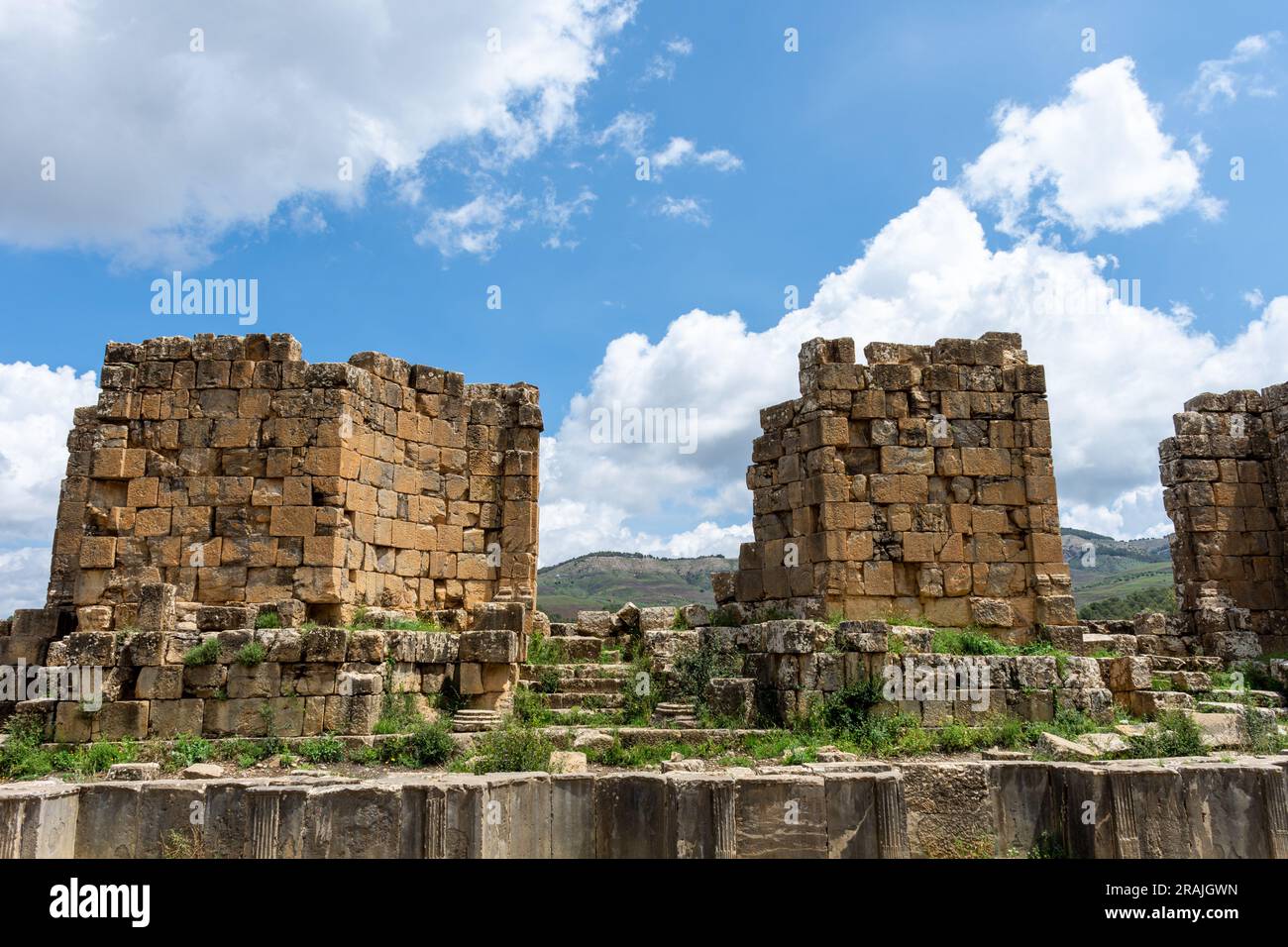 Roman ruins in the ancient town of Cuicul in Djemila, Setif, Algeria ...