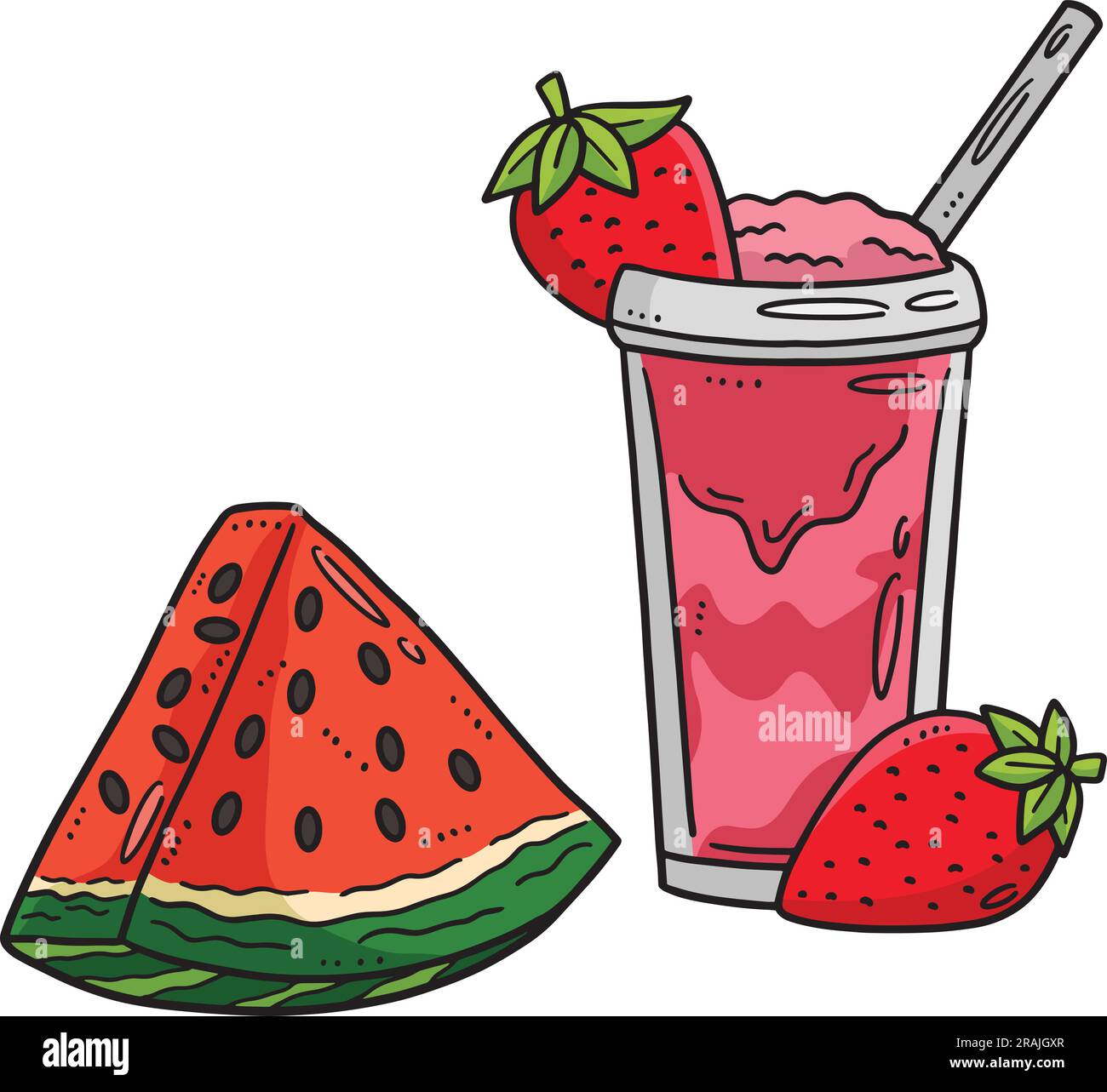 Strawberry Smoothie Watermelon Cartoon Clipart Stock Vector Image & Art ...