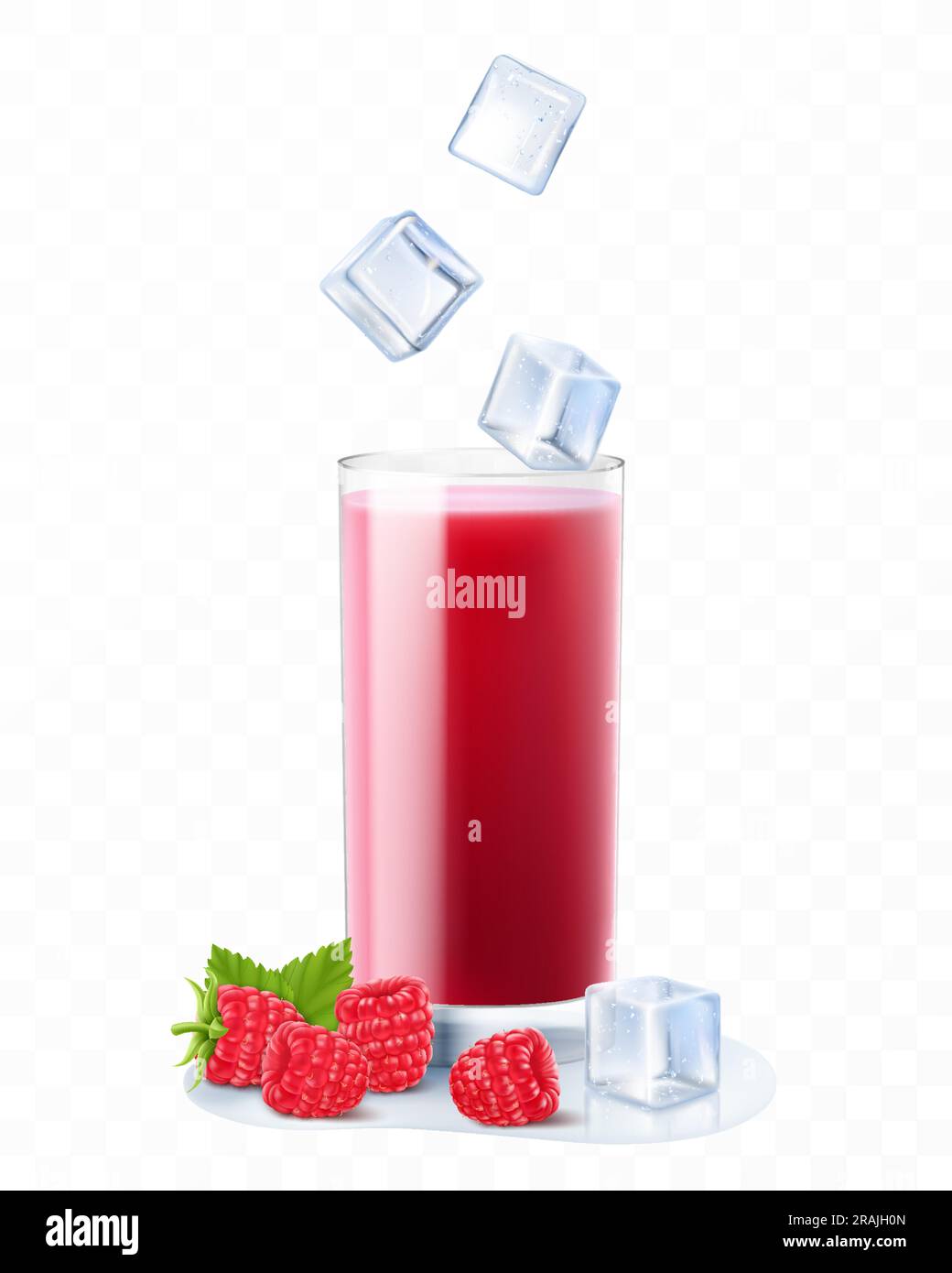 Raspberry cocktail. Berry smoothie or yogurt. Summer refreshing drink ...