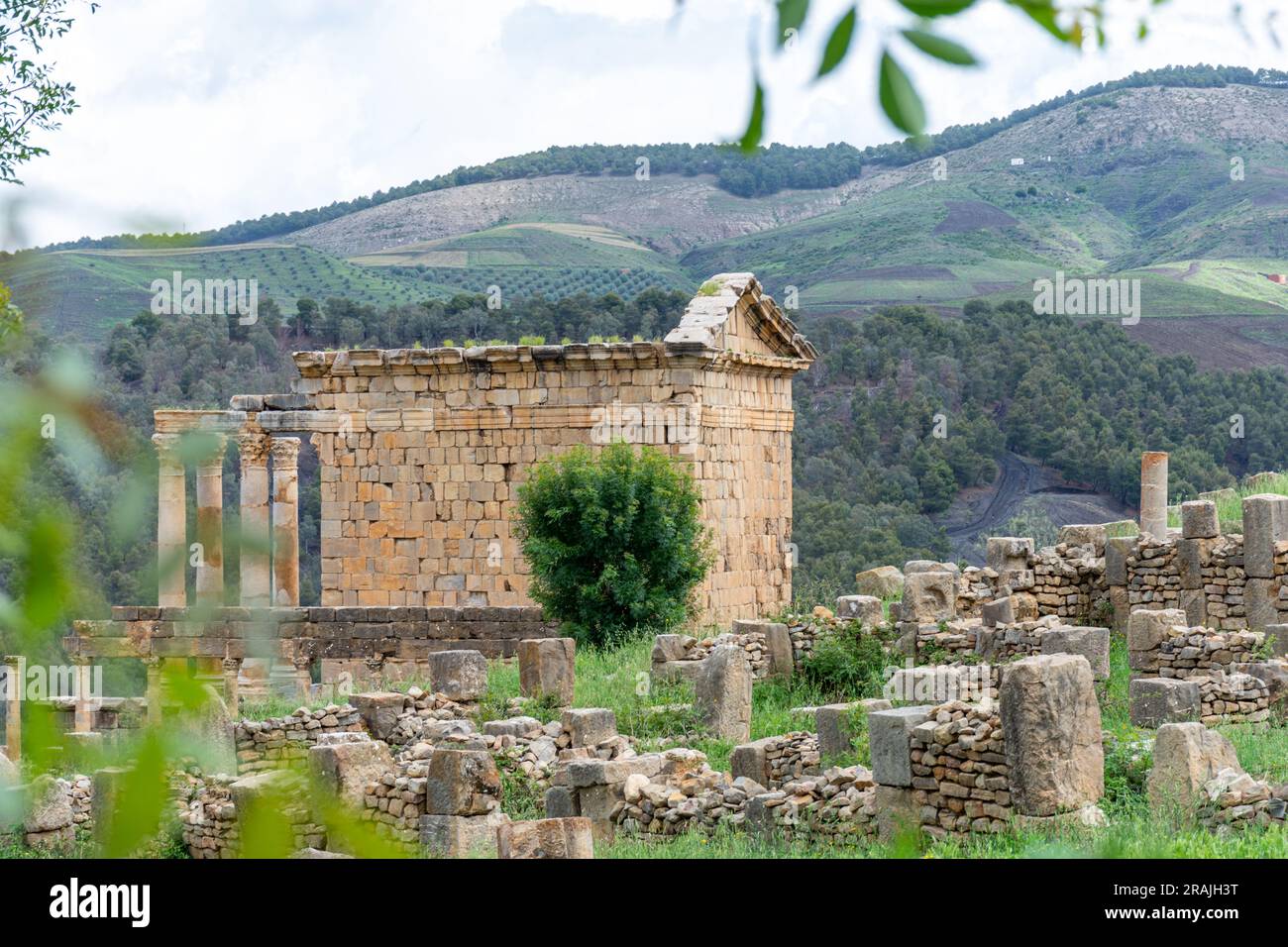 View of a Roman temple in the ancient town of Cuicul in Algeria. UNESCO ...
