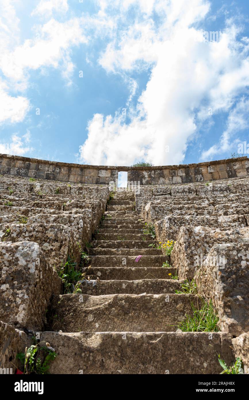 Roman theater stairs of Cuicul town in Setif, Algeria. UNESCO world ...