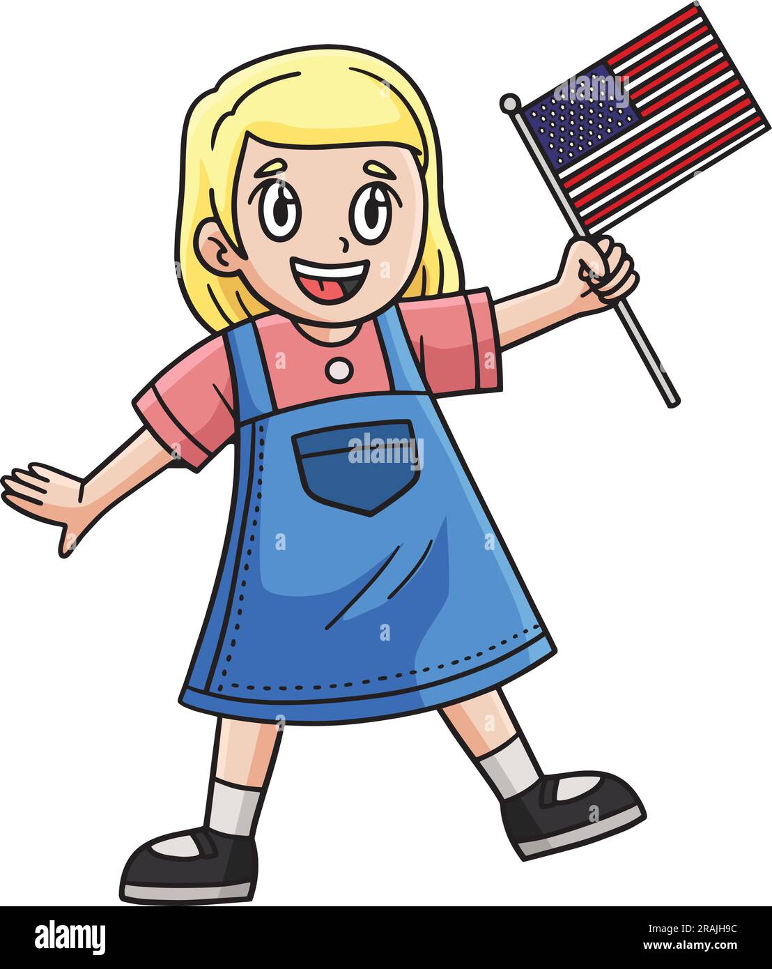 Child Waving USA Flag Cartoon Colored Clipart Stock Vector Image & Art ...