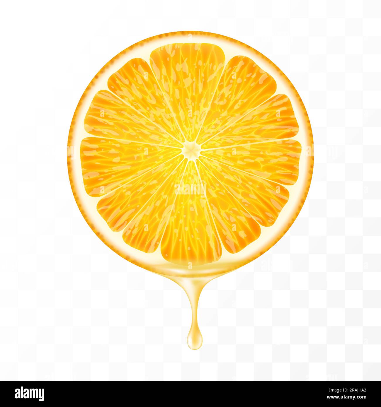Sliced of orange with juice dripping isolated on transparent background ...