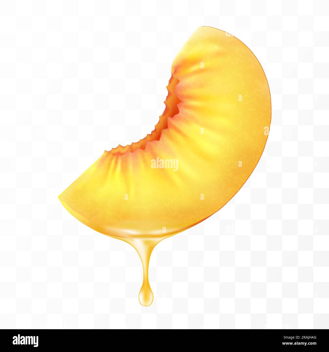 Sliced of peach with juice dripping isolated on transparent background ...