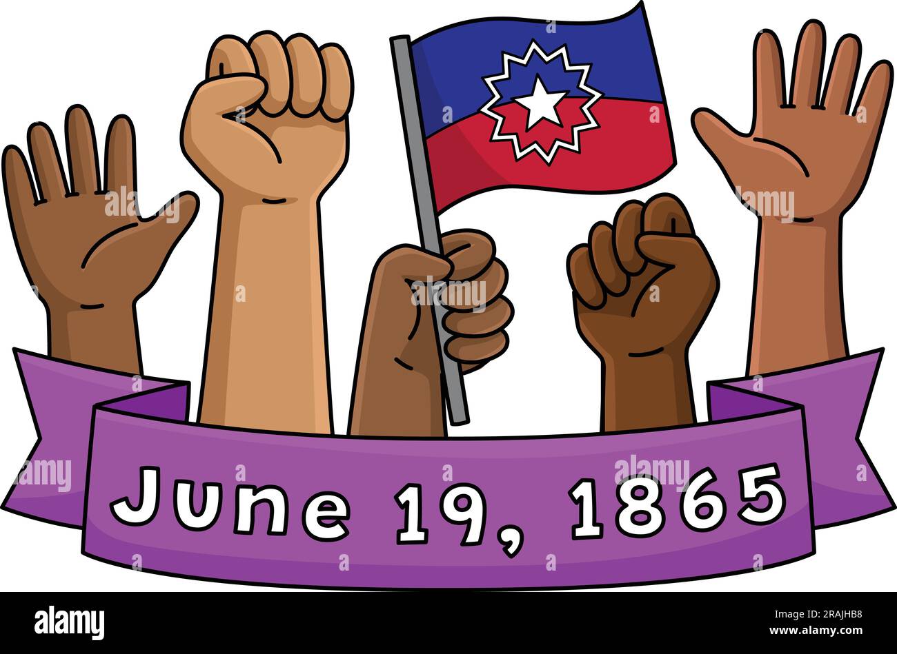 Juneteenth Raising Hands Cartoon Colored Clipart Stock Vector Image ...