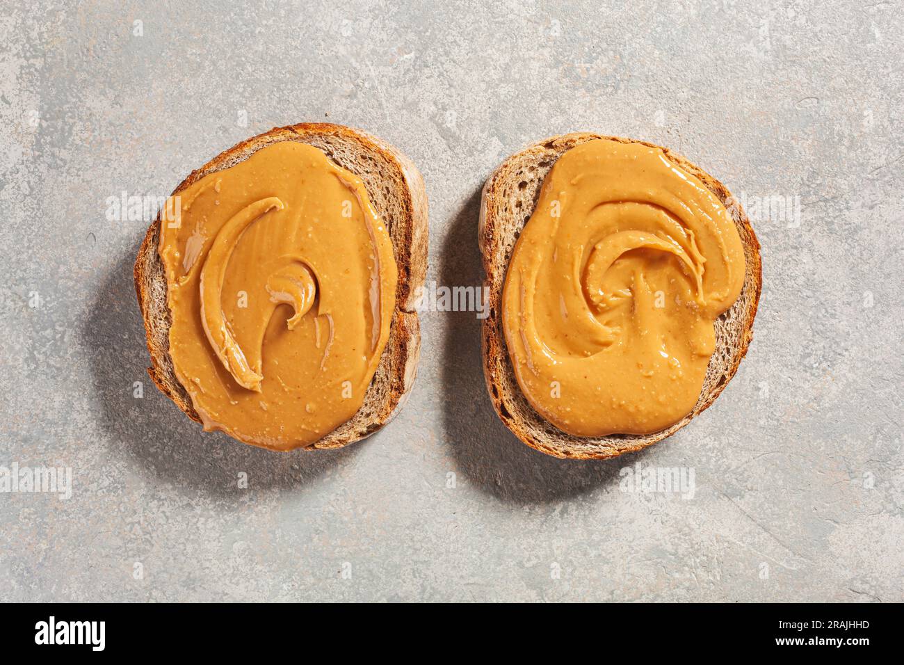 smooth peanut butter bread toast, healthy traditional sandwich Stock ...