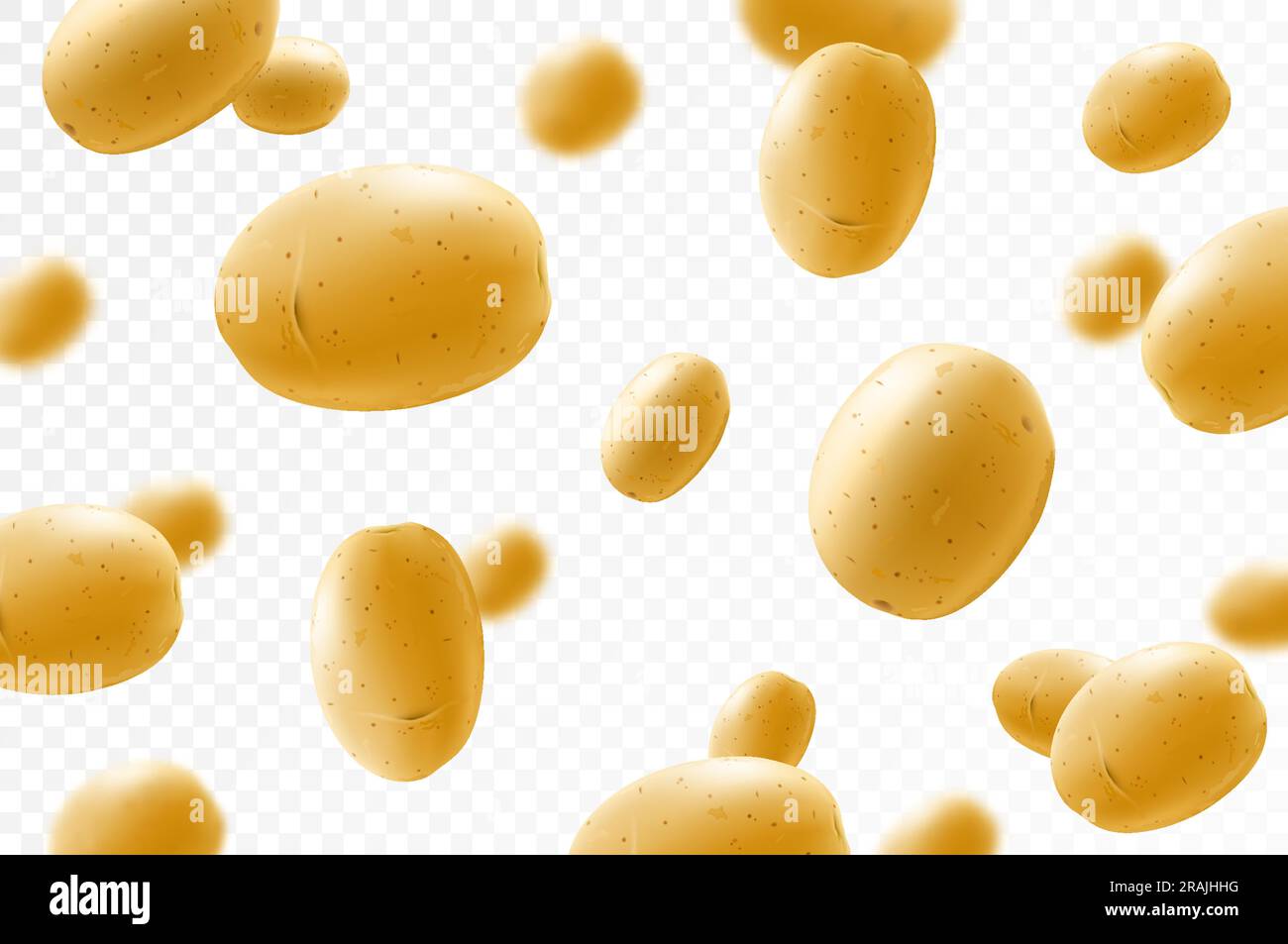 Flying potato. Falling potatoes whole isolated on transparent ...