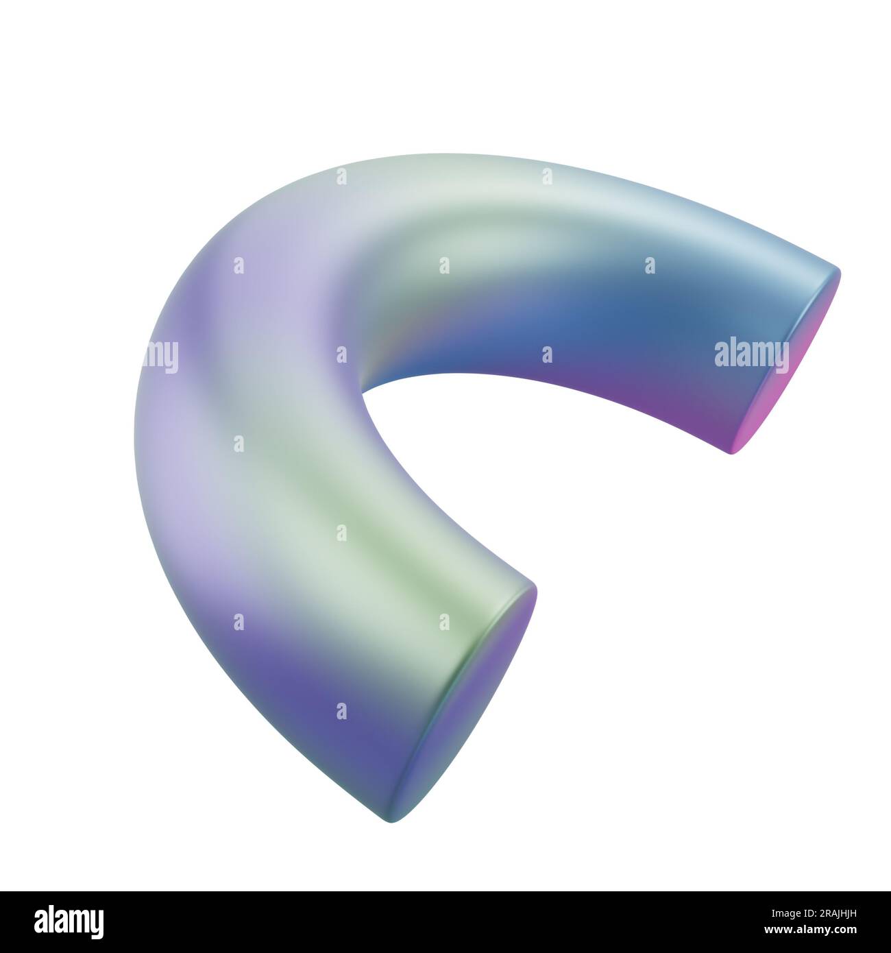 3d dimensional abstract shape semidonut geometric metal. Realistic ...